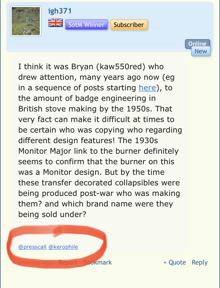 British (probably, possibly Monitor) paraffin stove | Classic Camp Stoves