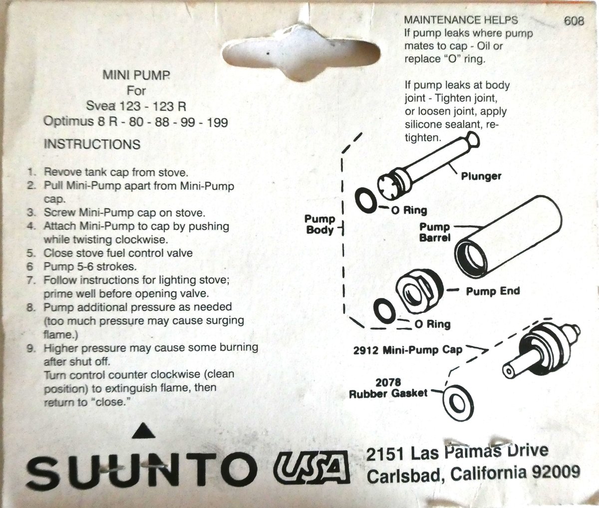 Optimus Mini Pump (straight) | Classic Camp Stoves